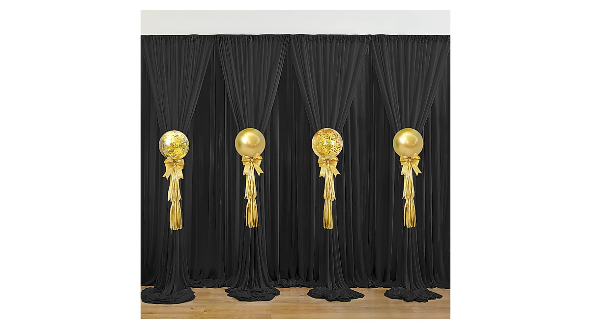 10 ft x 30 ft Black Backdrop Curtains for Events
