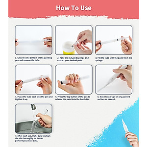 Fillable Touch Up Paint Pen Brush, 3 Pcs Paint Pen for Wall Touch Up, Refillable Paint Pens for Walls, Wood Floors, Cabinets, Windows, Doors (6 Pcs(Pack of 1))
