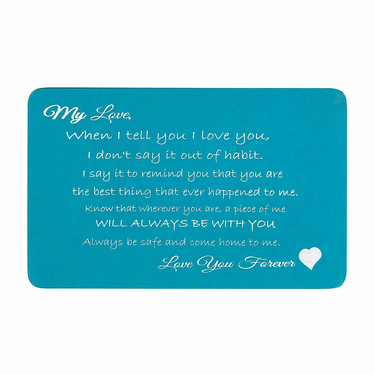Personalized Text Engraving Wallet Insert Card (Turquoise Blue)