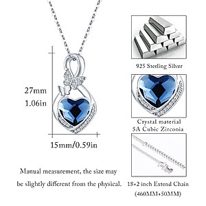 Cremation Jewelry for Ashes for Women 925 Sterling Silver Butterfly Urn Necklace for Ashes Infinity Ashes Keepsake Dainty Blue Austrian Crystal Heart Ashes Memorial Jewelry Gifts
