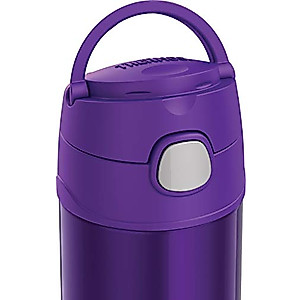 THERMOS FUNTAINER 12 Ounce Stainless Steel Vacuum Insulated Kids Straw Bottle, Violet & Thermos Replacement Straws for 12 Ounce Funtainer Bottle, Clear, one size (F401RS6)