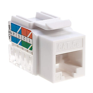 SATMAXIMUM Cat5e Keystone Ethernet Wall Jack Punch Down UTP 45-Degree (Easier Termination Than 90-Degree), RJ45 Slim Profile Speed Termination White 45° Angled (50 Pack)
