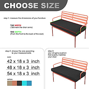 Pcinfuns Outdoor Bench Cushions,48 x 18 x 3 Inch Patio Furniture Water-Resistant Chair Cushion,Loveseat Garden Sofa Settee Couch Swing Pads with Handle and Adjustable Straps,Black