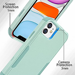 Sansunto for iPhone 11 Case Green, Silicone Durable Protective Cover Case, Shockproof Heavy Duty Full Body Hybrid Bumper Case, Drop Protection Defender for iPhone 11 for Women & Men(Green)