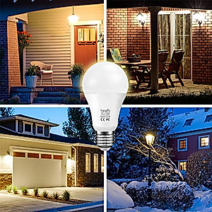 Dusk to Dawn Light Bulb Sensor Smart LED Outdoor Lighting Bulbs Lamp 7W E26/E27 Automatic On/Off, Indoor/Outdoor Yard Porch Patio Garden (Warm White, 3 Pack)