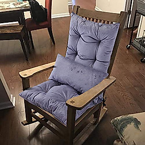 Big Hippo Rocking Chair Cushion,Soft Thicken Rocking Chair Cushion Set with Detachable Neck Pillow Back Support,Comfy Chair Cushion Pad with Ties for Outdoor Indoor Home Office,Gray