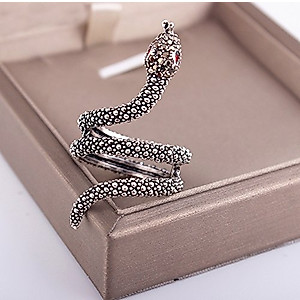 Yfnfxl Snake Ring Womens Rose Gold Snake Ring Fashion Rhinestones Cute Animal Rings (silver, 7)