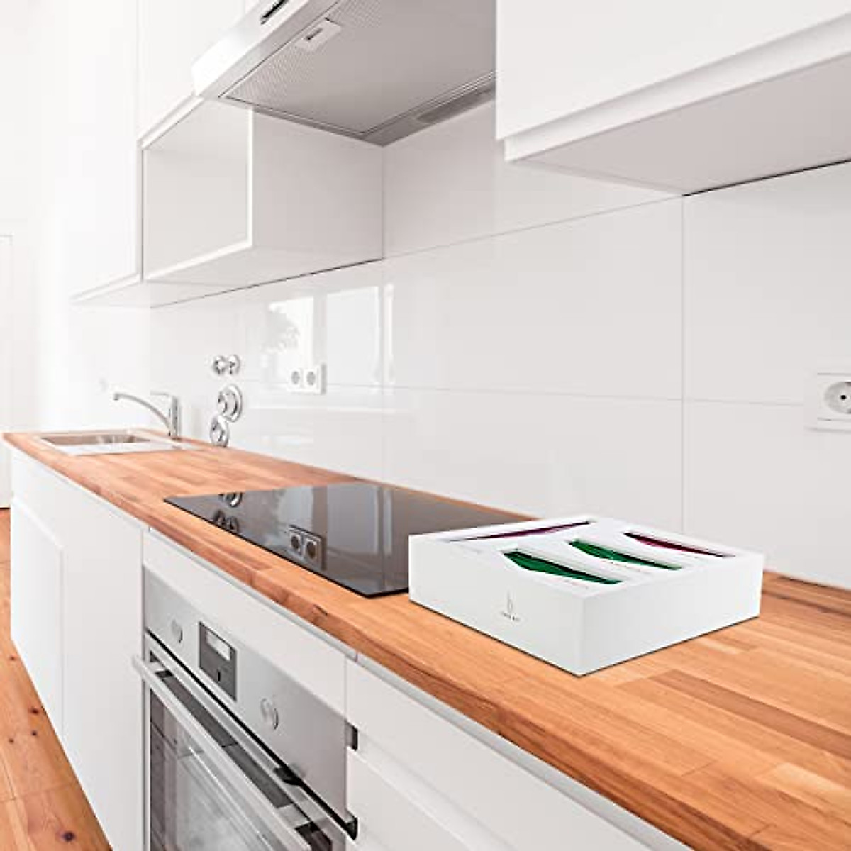 Cozee Bay Bamboo Bag Storage Organizer and Drawer Organizer Bundle for Kitchen Drawer (White)