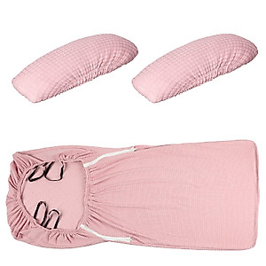 Tatuo 3 Pcs Computer Office Chair Cover Universal Rotating Chair Slipcovers Protector Removable Washable Office Chair Armrest Covers with Zipper for High Back Chair Seat Backrest Pads, Large, Pink