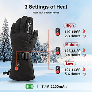 SAVIOR HEAT Heated Gloves for Women Men Rechargeable Electric Heated Ski Gloves with Touchscreen for Cold Weather (70B, L)