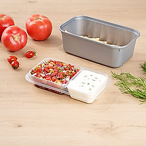 Restaurantware TRAYS ONLY: Futura 15.2 Ounce Trays For Containers 100 Microwavable Trays For 24 34 And 44 Ounce Containers - Containers Sold Separately 2 Compartments Clear Plastic Food Trays