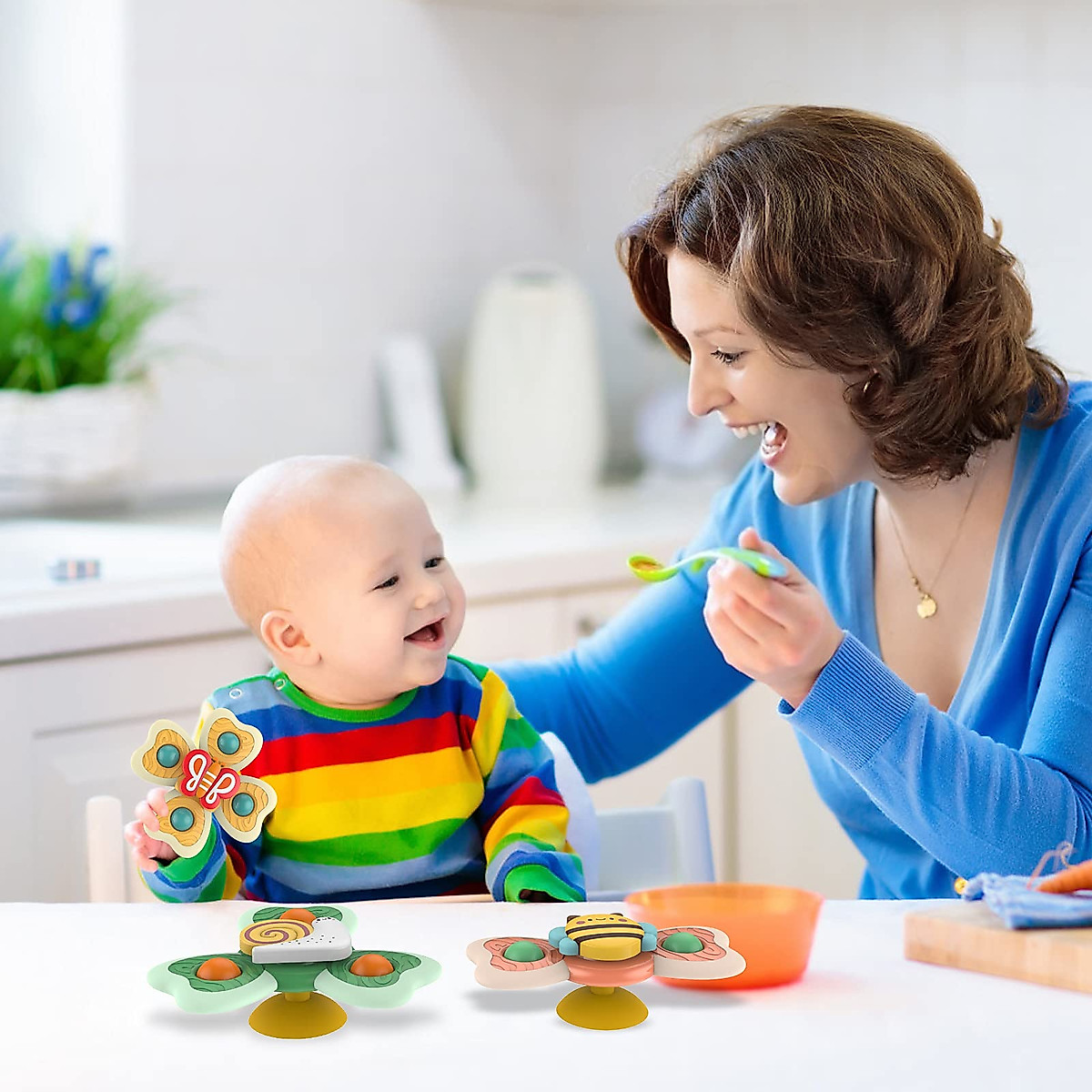 MANMI TOP,3pcs【2021 Upgraded】 Spinning Baby Toy with Section Cups,Suction Cup Spinner Toy,