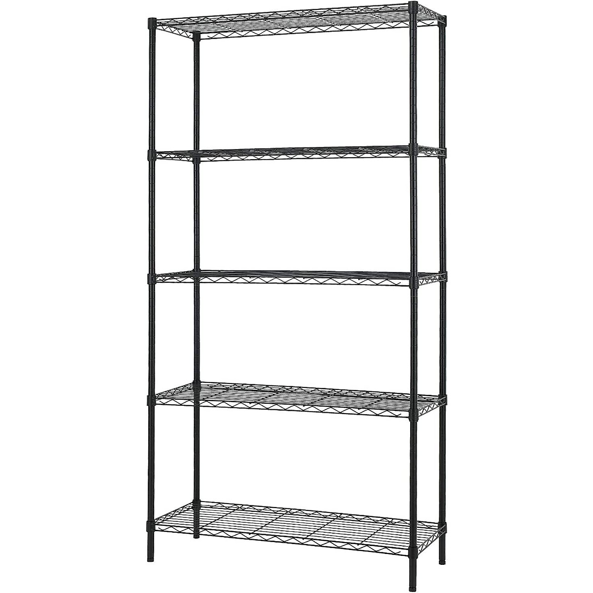 14‘’Dx36''Wx72''H Storage Shelves Wire Shelving Unit with Wheels Steel 5 Tier Heavy Duty Layer Rack Storage Metal Shelf Garage Organizer Wire Rack Shelves Adjustable Utility 1250 LBS Capacit，Black