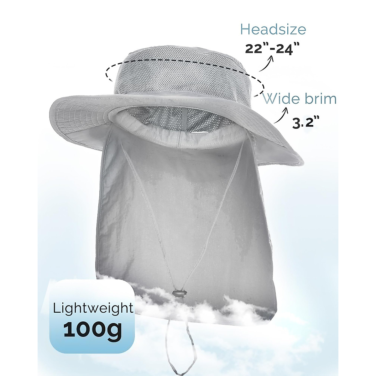 Camptrace UPF 50+ Sun Hats for Men Women Wide Brim Sun Protection Mesh Hat with Neck Flap Fishing Hiking Gardening Hats