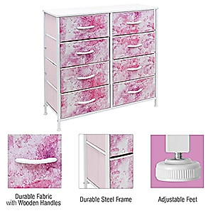 Sorbus Dresser with 8 Drawers - Furniture Storage Chest Tower Unit for Bedroom, Hallway, Closet, Office Organization - Steel Frame, Wood Top, Easy Pull Fabric Bins (8-Drawer, Pink)