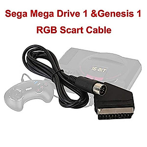 Calvas Black Broom Shaped Accessories Scart Cable AV Professional Lead Game Console Replacement Connection For Sega Mega Drive 1 - (Color: V Us)