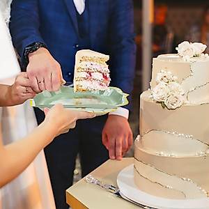 Gejoy 144 Pcs Baby Shower Plates and Napkins Party Supplies Bridal Shower Tableware Set Serve 24 Guests Disposable Paper Plates Napkins Cup Fork Knives Spoon for Birthday Wedding Party (Sage Green)