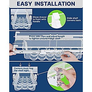 Skywin Refrigerator Egg Drawer - Snap-on Egg Holder for Refrigerator Organizes and Protects Eggs - Adjustable and Space Saving Egg Storage Container For Refrigerator