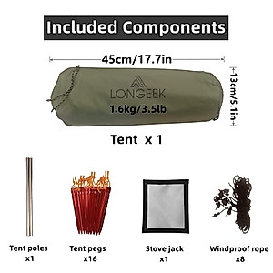 Longeek 2 Person Camping Tent 4 Seasons Backpacking Ultralight Easy Up Hot Teepee