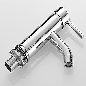 Bathroom Sink Faucet Single Hole Single Handle Bathroom Faucet Commercial Fashion Modern Vanity Chrome Plated RV Bathroom Faucet with pop-up Drain Plug Suitable for 1 Hole or 3 Hole mounting NICTIE