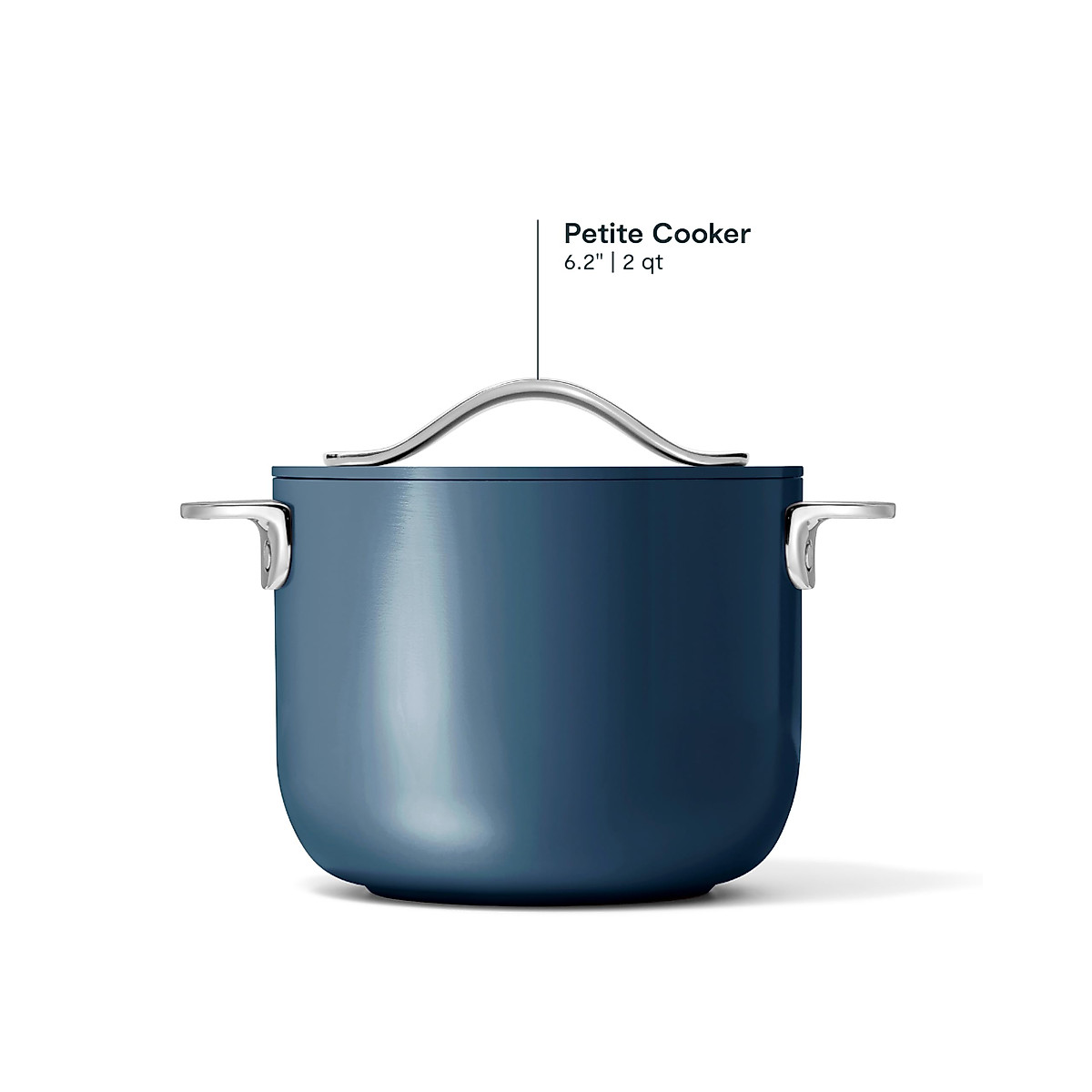 Caraway Petite Cooker - 2 Qt Ceramic Coated Pot - Free From Forever Chemicals - Perfect for Rice, Grains, or Sauces - Navy