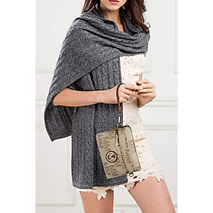 Mia K. Collection Wristlet Crossbody for Women, PU Leather Bag - Multi-Zipper Small Handbag Purse Beige