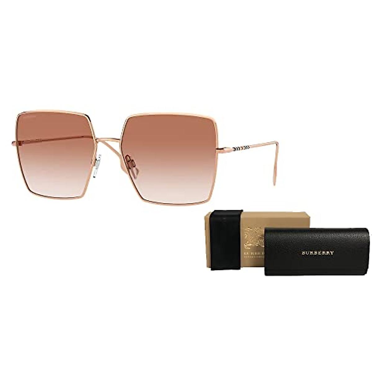 BURBERRY Daphne BE3133 133713 58MM Rose Gold/Gradient Pink Square Sunglasses for Women + BUNDLE With Designer iWear Complimentary Eyewear Kit