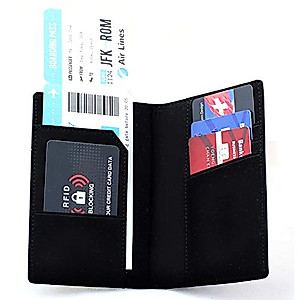 Sotania - Swiss Leather Passport and Credit Card Holder Case RFID Blocking Cover Travel Document Organizer Wallet Gift for Men, Women (Grey)