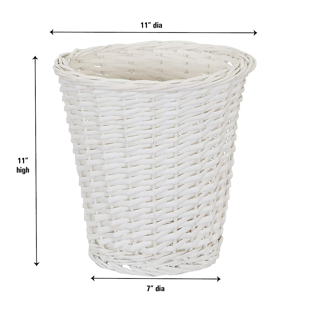 Household Essentials White Small Willow Wicker Waste Basket