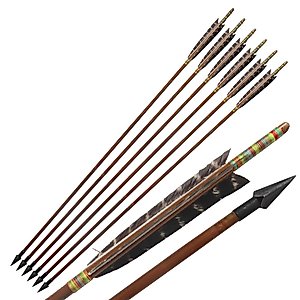 zzuus 33" Handmade Bamboo Arrows Eagle Feather Shaft Diameter 8mm Steel Arrowheads for 20-70 Lbs Long Bow and Recurve Bow Hunting Archery (6pcs)