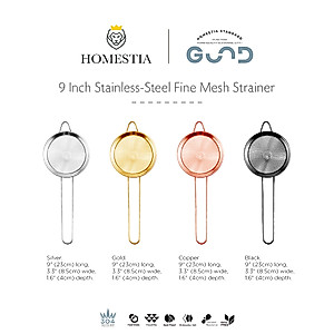 Fine Mesh Sieve Strainer Stainless Steel Cocktail Strainer Food Strainers Tea Strainer Coffee Strainer with Long Handle for Double Straining Utensil 3.3 inch by Homestia