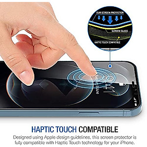 TETHYS Glass Screen Protector Compatible for iPhone 12 / iPhone 12 Pro 2020 6.1 Inch 3 Pack Case Friendly, Edge to Edge Coverage Tempered Glass, Guidance Frame Included