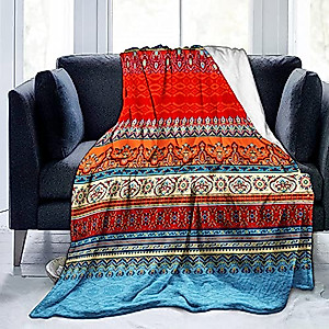 Colorful Stripe Boho Mandala Blanket for All Seasons Bohemia Microfiber Fleece Throw Blanket Soft Lightweight Bedding for Bed Sofa Couch 50"×60"