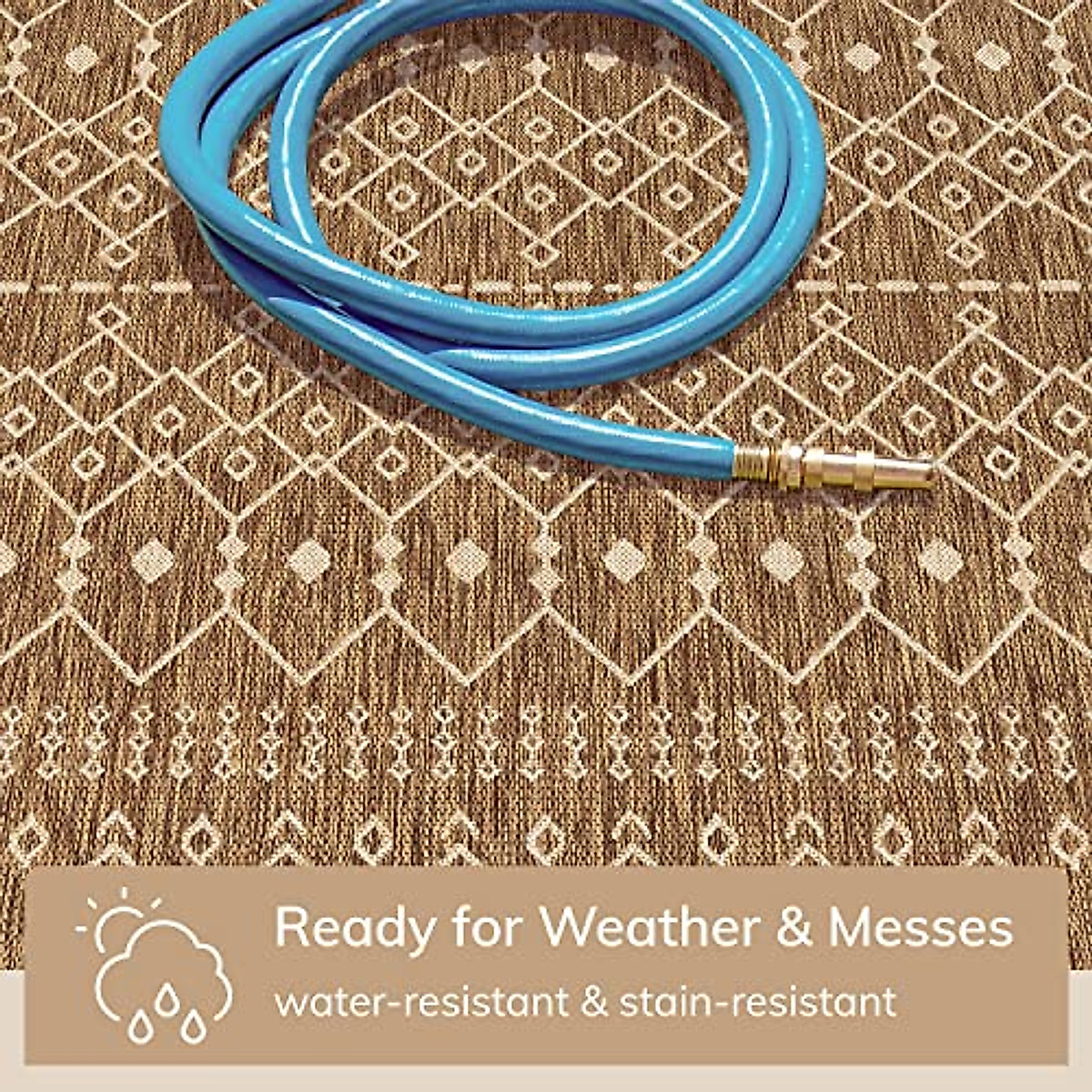 Well Woven Medusa Nord Moroccan Tribal Indoor/Outdoor Brown Flatweave 5'3" x 7'3" Area Rug