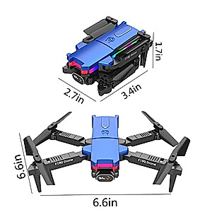 Mini Drone with Dual 4K HD FPV Camera Remote Control Toys Gifts For Kids Adults with Altitude Hold Mode Function, Headless Mode One Key Start, Trajectory Flight, 3-Level Flight Speed (Blue)