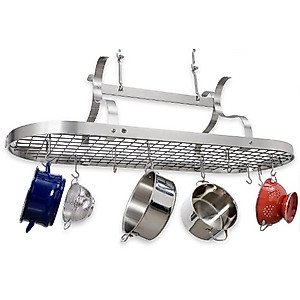 Enclume Premier Scroll Arm Oval Ceiling Pot Rack, Stainless Steel