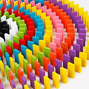 NEWCREATIVETOP Wooden Dominos Blocks Set, Kids Game Educational Play Toy, Domino Racing Toy Game (240PCS)