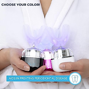 GO SMILE Sonic BLU Hands-Free Professional Teeth Whitening Kit - Hands Free Toothbrush With Gum Massager - Includes Cordless Charger & Foaming Toothpaste & Whitening Tray - No Tooth Sensitivity -Black