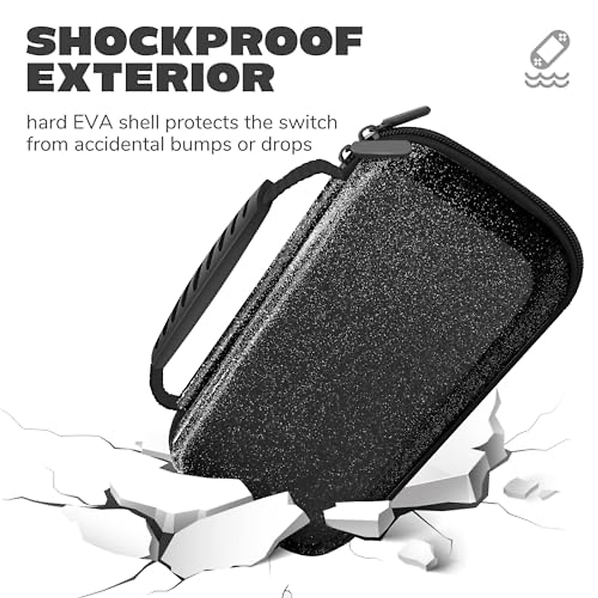 homicozy Glitter Carrying Case Compatible with Nintendo Switch OLED & Switch Console,Black Protective Hard Travel Case Shell Pouch for Nintendo Switch Console/Accessories,Switch Gaming Case for Girls