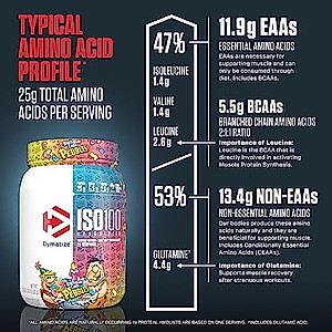 Dymatize ISO 100 Whey Protein Powder with 25g of Hydrolyzed 100% Whey Isolate, Gluten Free, Fast Digesting, Birthday Cake, 20 Servings