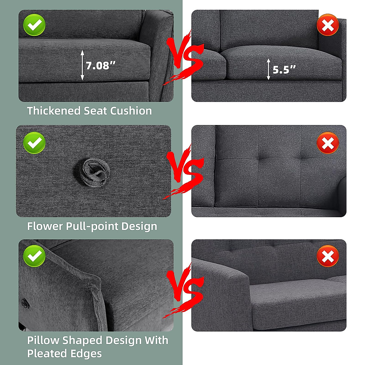 STHOUYN 85” 3 Seat Grey Couch with 2 USB, Modern Comfy Couch Sofa, Large Couches Sofas for Living Room Office, Deep Seat & Low Profile, Chenille Sofa (Grey)