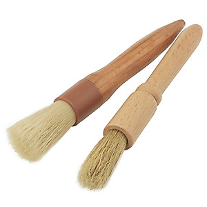 FMHXG 2PCS Manual Coffee Grinder Cleaning Brush, Fine Handle and Coarse Handle Wooden Handle Soft Bristles Cleaning Brush Coffee Grinder Brush for Professional Cleaning of Coffee Powder Tea Leaves