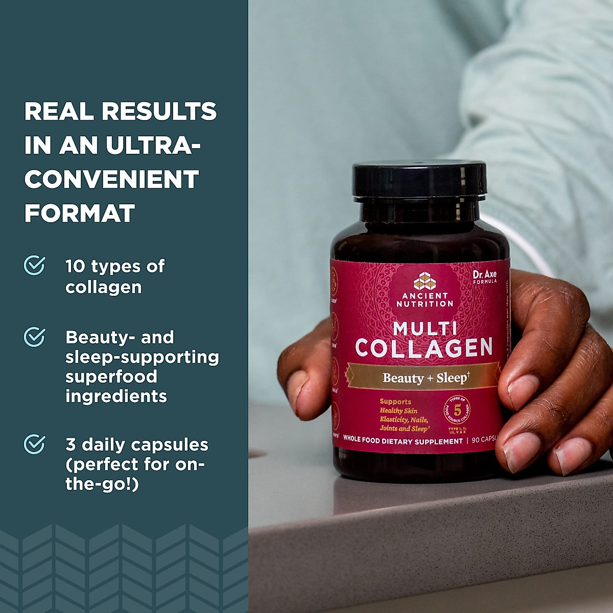 Ancient Nutrition Collagen Pills for Hair, Skin and Nails, Beauty + Sleep 90 Ct, Collagen Supplement + Magnesium, Supports Skin and Nails, Sleep, Paleo and Keto Friendly, Gluten Free