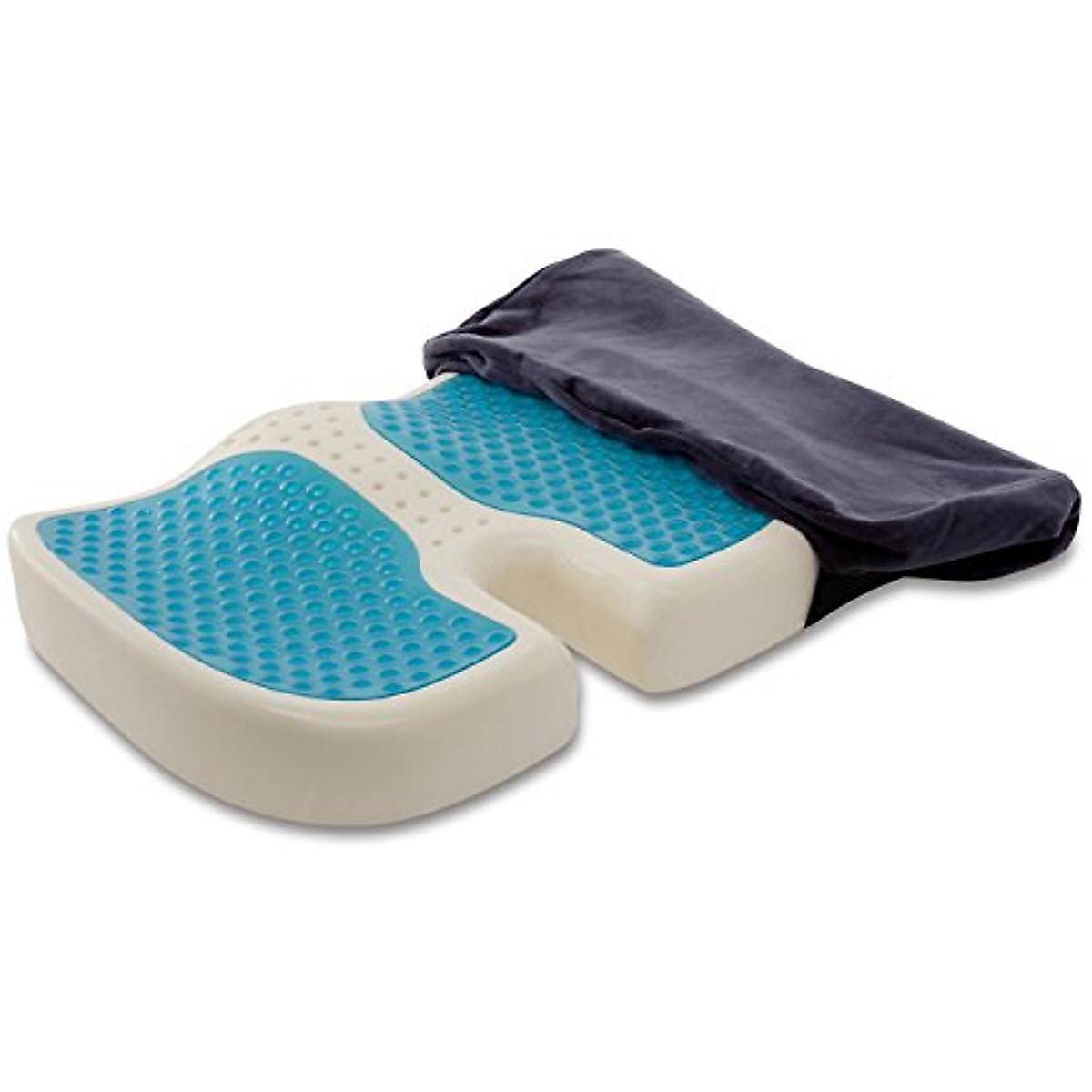 TravelMate Gel-Enhanced Memory Foam Seat Cushion – Perfect for Office Chair & Car Seat Cushion – Helps Relief from Tailbone Pain – Reduce Pressure on Coccyx & Hip – Non-Slip Washable Cover