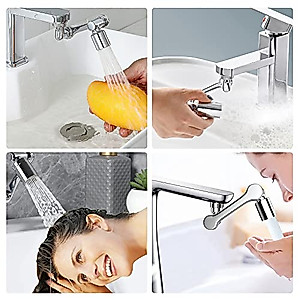 Owfeel 1440° Faucet Extender, Large-Angle Rotating Robotic Arm Water Nozzle Faucet Adaptor, Universal Splash Filter Faucet Attachment with 2 Water Outlet Modes, perfect for Bathroom Sink, Kitchen Sink