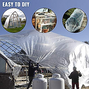 Happybuy Greenhouse Film 8 x 25 ft, Greenhouse Polyethylene Film 6 Mil, Clear Greenhouse Plastic Greenhouse Plastic Film UV Resistant, Polyethylene Film to Keep Warming, Superior Strength