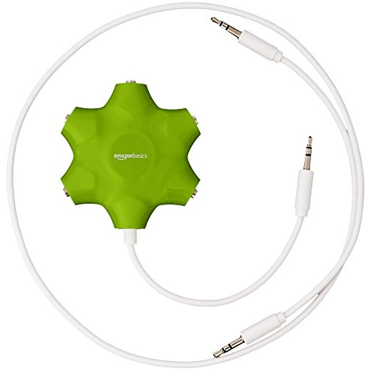 Amazon Basics 5-Way Multi Headphone Audio Splitter Connector, Lime Green
