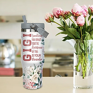 ysnifeiw 30oz Grandma Tumbler with Handle and Straw, Stainless Steel Insulated Nana Cup with Top Handle and Lid, Grandma Coofee Mug Christmas Birthday Gifts for Grammy/Gigi/Mimi