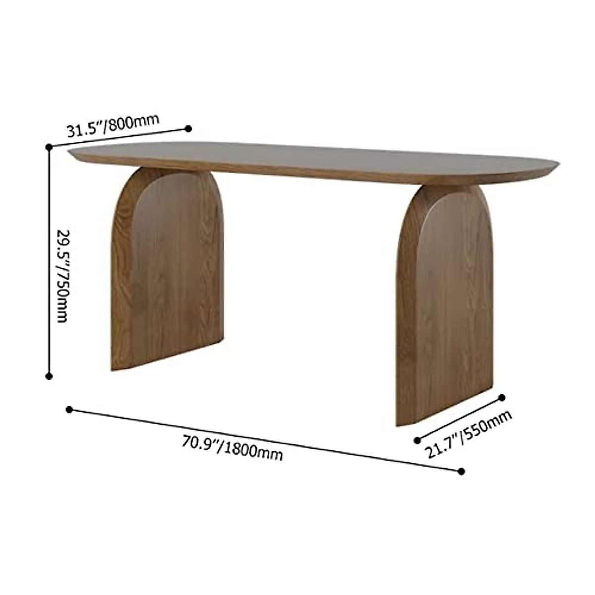 homary 70.9" Japandi Dining Table for 6, Modern Solid Wood Top Oval Table for Dining Room, Kitchen, Living Room