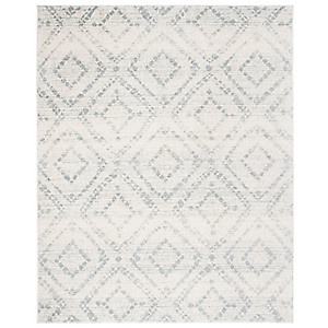 SAFAVIEH Adirondack Collection Area Rug - 8' x 10', Ivory & Light Blue, Modern Diamond Distressed Design, Non-Shedding & Easy Care, Ideal for High Traffic Areas in Living Room, Bedroom (ADR131T)